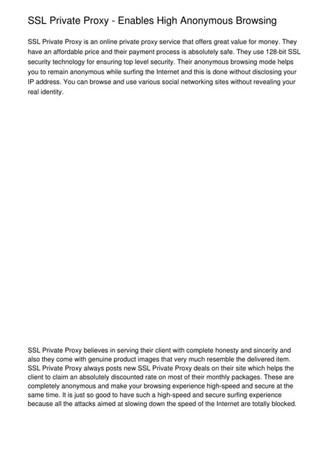 Ppt Ssl Private Proxy Enables High Anonymous Browsing Powerpoint