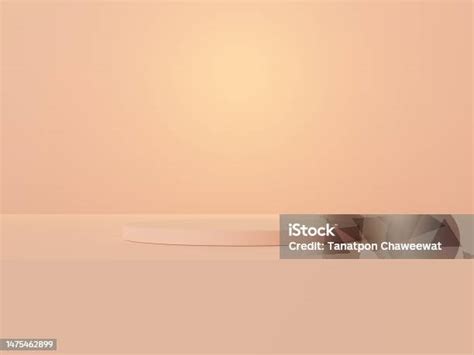 지구 색조 색상 테마가 있는 흰색 빈 연단의 최소 장면의 3d 렌더링 제품 프리젠 테이션 모형 및 화장품 광고를위한 디스플레이 스탠드 실린더 스테이지는 심플한 디자인의 장식