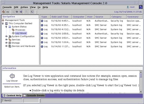 Viewing Log Data Through Log Viewer Solaris Wbem Developers Guide