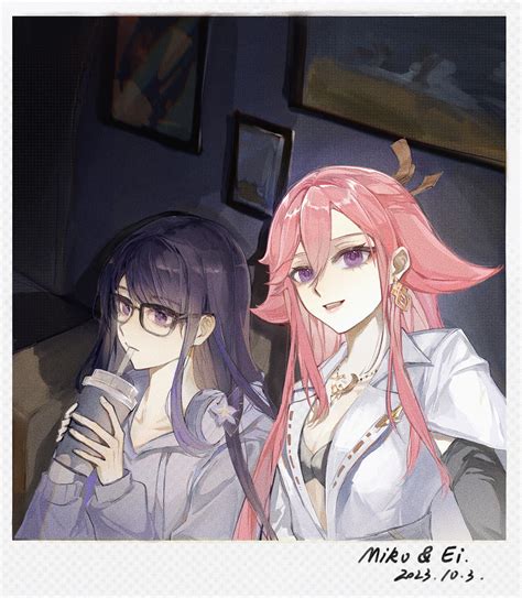 Raiden Shogun And Yae Miko Genshin Impact Drawn By Kis Danbooru