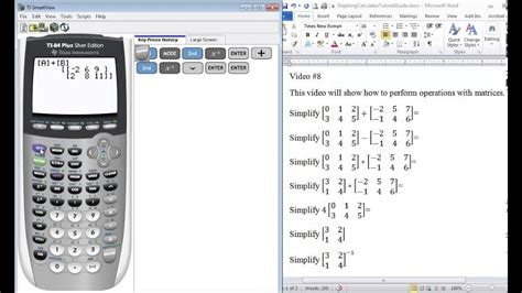 Ti 84 Performing Operations On Matrices Youtube