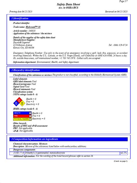 Hydroseal 18 Unitex Sds Pdf Occupational Safety And Health Safety