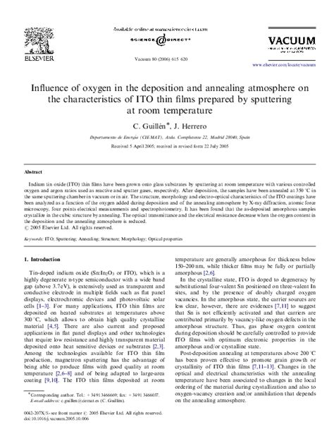 Pdf Influence Of Oxygen In The Deposition And Annealing Atmosphere On