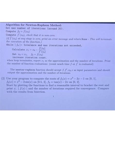 solved algorithm for newton raphson method set max number
