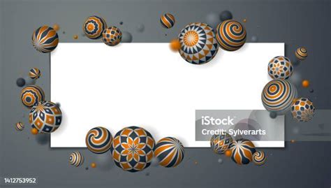 빈 종이 시트와 현실적인 장식 구 벡터 일러스트 패턴과 필드 효과의 깊이와 아름다운 볼추상 배경 3d 글로브 디자인 개념 예술