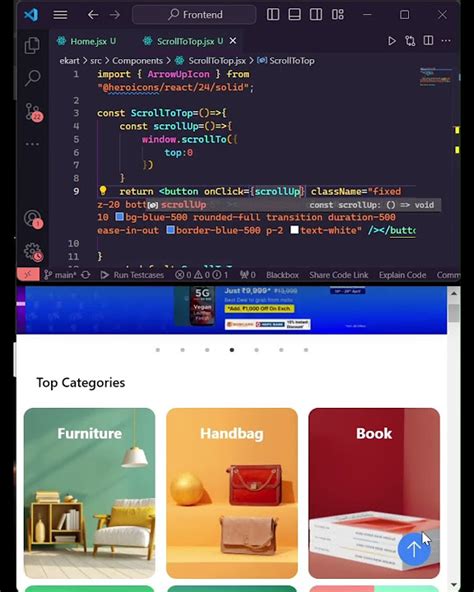 Creating A Scroll To Top Button In React Using Js Coding Frontenddev Reactjs Javascript
