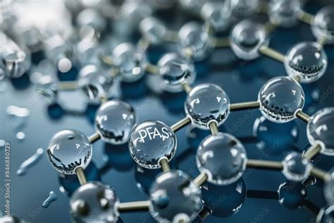 Pfas Sign On A Chemical Structure Molecule Close Up Pollution And Health Risks Symbol Banner