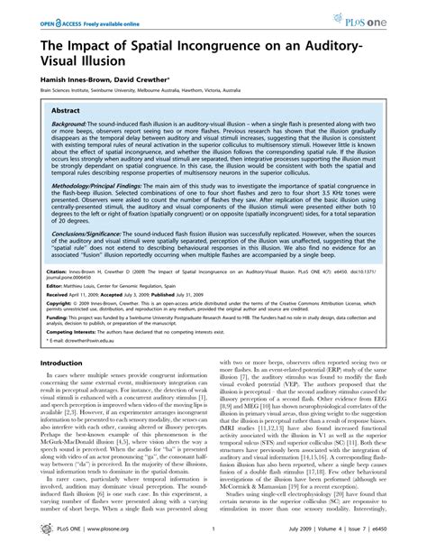 Pdf The Impact Of Spatial Incongruence On An Auditory Visual Illusion