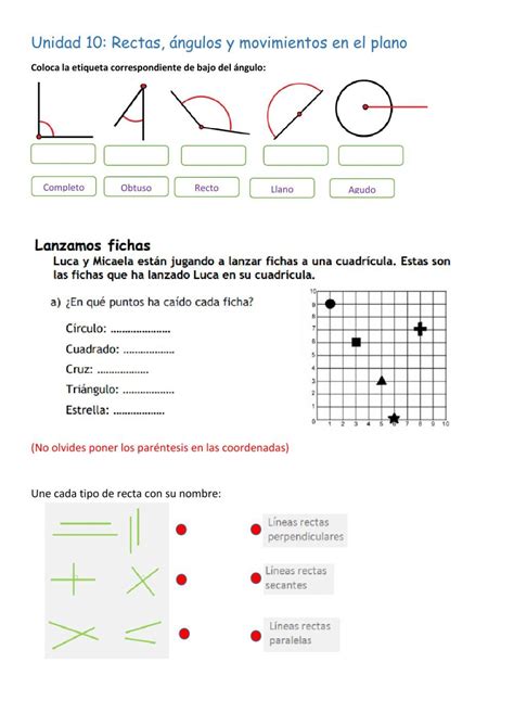 Ficha Online De Rectas Y ángulos Para 4º Puedes Hacer Los Ejercicios