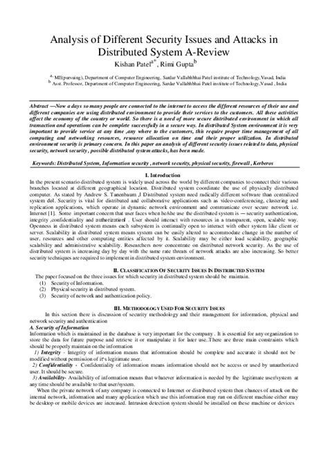 Pdf Analysis Of Different Security Issues And Attacks In Distributed