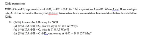 Solved Xor Expressions Xor Of A And B Represented As A Solved Xor Expressions Xor Of A And B Represented As A