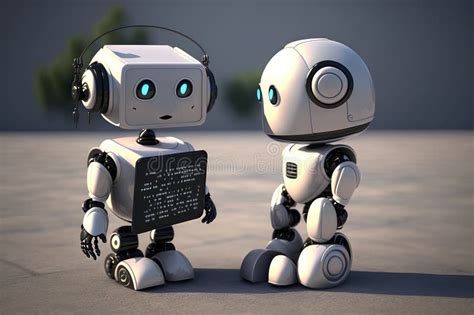 Chatbot Robot Asking Humans Questions And Learning About The World Stock Illustration