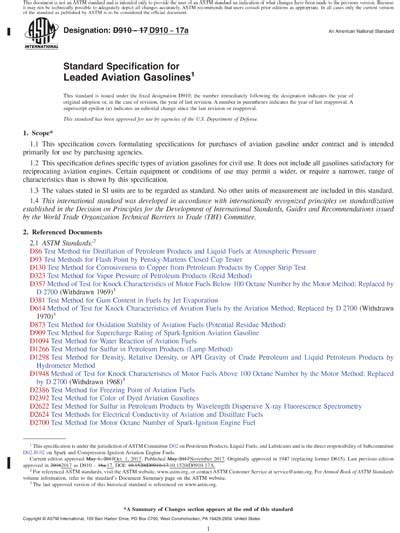 Astm D910 17a Red Standard Specification For Leaded Aviation