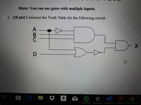 Solved Hints You Can Use Gates With Multiple Inputs 3 10 Chegg Com