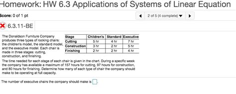 Solved Homework Hw 63 Applications Of Systems Of Linear