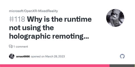 Why Is The Runtime Not Using The Holographic Remoting Extensions？ · Issue 118 · Microsoft