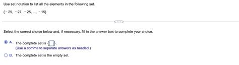 Solved Use Set Notation To List All The Elements In The
