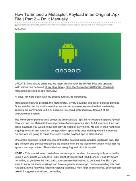 How To Embed A Metasploit Payload In An Original Apk File Part 2 Do It