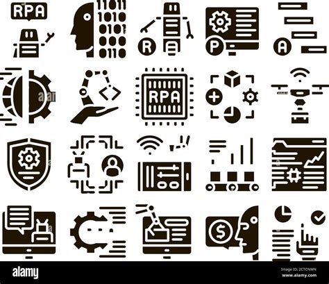 Rpa Robotic Process Automation Icons Set Vector Stock Vector Image Art Alamy