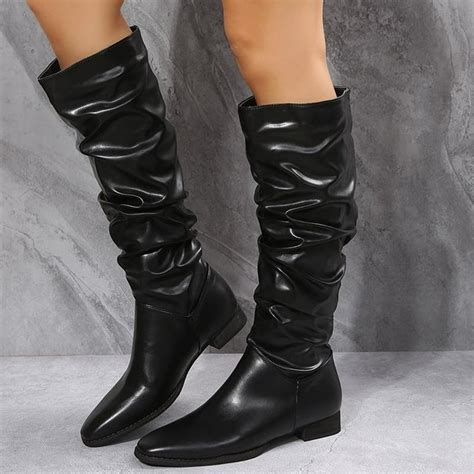 Flat Black Leather Boots