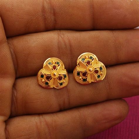 Pure Gold Handmade Vintage 22k Gold Earrings Jewelry Etsy 22k Gold