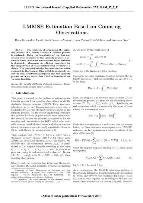Pdf Lmmse Estimation Based On Counting Observations