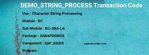 Demo String Process Sap Tcode For Character String Processing
