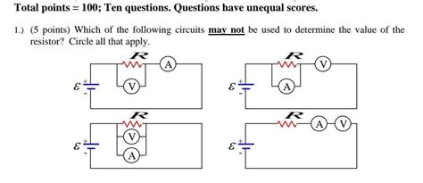 5 Points Which Of The Following Circuits May Not Be Used To Determine
