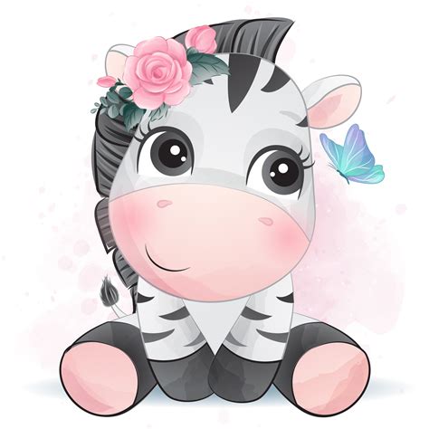 Cute Pink Zebra Cartoon
