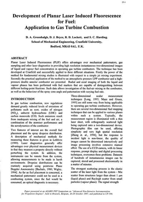 Pdf Development Of Planar Laser Induced Fluorescence For Fuel Application To Gas Turbine