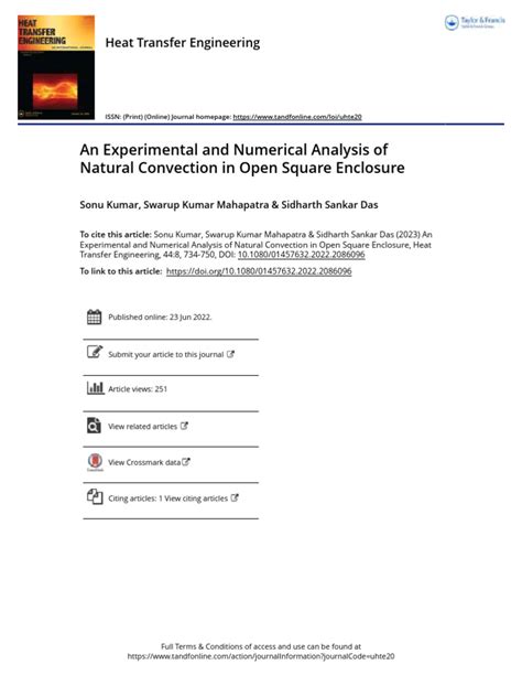 An Experimental And Numerical Analysis Of Natural Convection In Open Square Enclosure Pdf