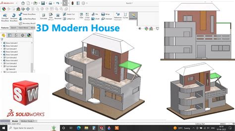3d Modern House Design Model In Solidworks Solidworks Tutorial Youtube