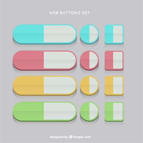 Free Vector Web Buttons Set In A Flat Design