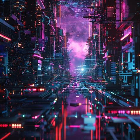 Cyberspace Data Transfer Technology Background Colorful Connectivity Lines Across Circuit Board