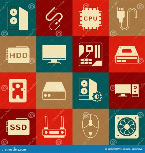 Set Computer Cooler Monitor Optical Disc Drive Processor With Cpu