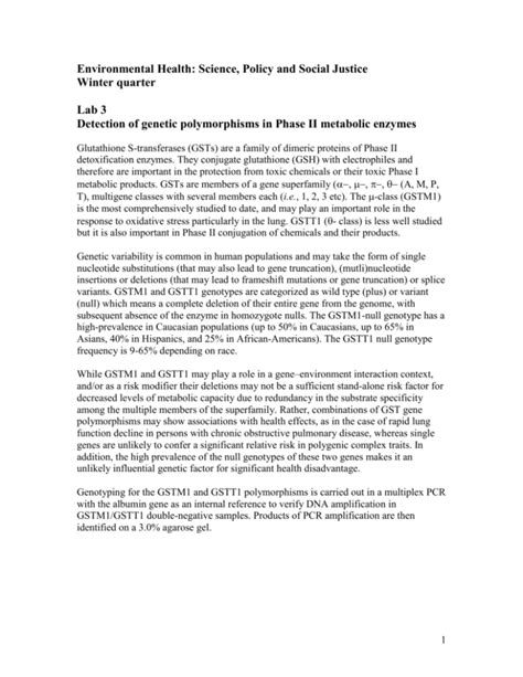 Lab Iii Genetic Polymorphisms