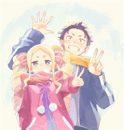 Natsuki Subaru Beatrice And Puck Re Zero Kara Hajimeru Isekai Seikatsu Drawn By Harusabin