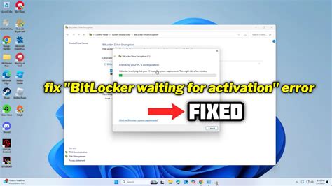 Fixed Bitlocker Waiting For Activation Error Youtube