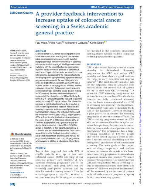 Provider Feedback To Increase CRC Screening CRC ScreeND