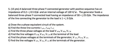 Solved 5 15 Pts A Balanced Three Phase Y Connected Generator With Positive Sequence Has An