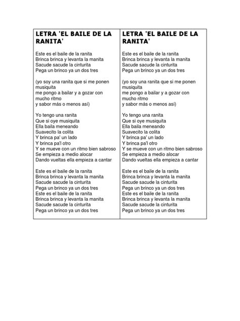 Letra Del Baile De La Ranita Pdf