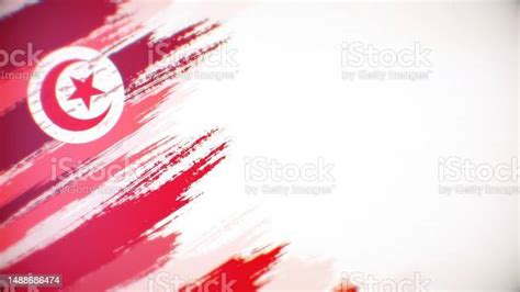 흰색 배경에 튀니지 국기 페인트 브러시 튀니지의 개념 그리기 붓놀림 그런지 페인트 스트로크 더러운 국가 독립 애국심 선거 템플릿 유화 파스텔 색상 만화 애니메이션 질감 효과
