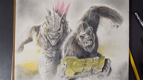 Drawing Godzilla X Kong Pencil Glue YouTube