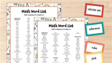 Math Words Vocabulary List Teaching Ideas And Free Printables