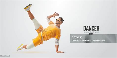 젊은 힙합 댄서의 현실적인 실루엣 흰색 배경에 고립된 브레이크 댄스 남자 벡터 그림 3차원 형태에 대한 스톡 벡터 아트 및 기타 이미지 3차원 형태 건강한 생활방식