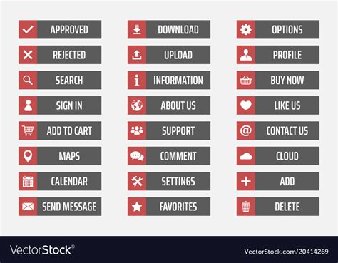 Flat Web Buttons Royalty Free Vector Image VectorStock