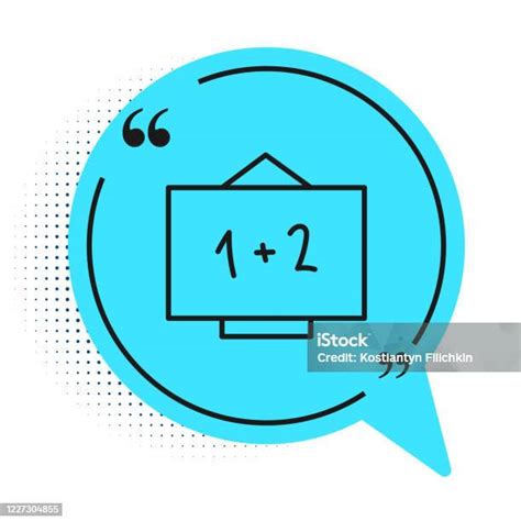 흰색 배경에 격리 된 검은 선 칠판 아이콘입니다 학교 칠판 간판입니다 파란색 음성 풍선 기호입니다 벡터 일러스트레이션 개념에 대한 스톡 벡터 아트 및 기타 이미지 Istock