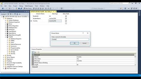 Using Sql Server Management Studio Table Designer To