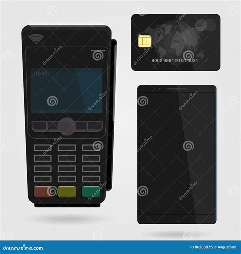 Pos Terminal Confirms The Payment By Debit Credit Card Nfc Payments Concept Stock Illustration
