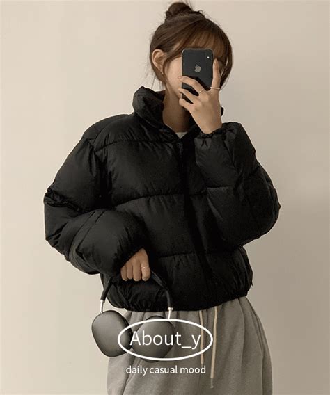 실물보장웰론100빵빵따뜻 겨울 무광 슈크림 하이넥 크롭 숏 긴팔 패딩 점퍼 에이블리